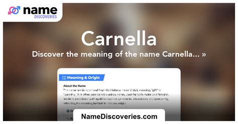 Carnella Name Meaning And Origin