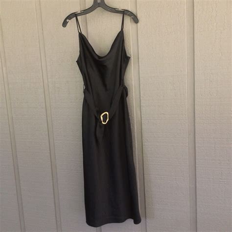 River Island Slip Midi Dress Satin Cowl Neck Belted A Gem