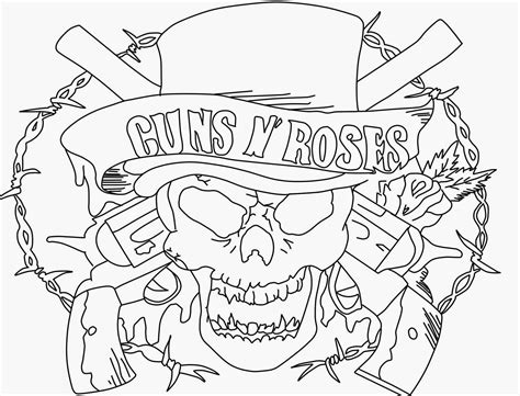 Guns And Roses Coloring Pages Logo Logodix