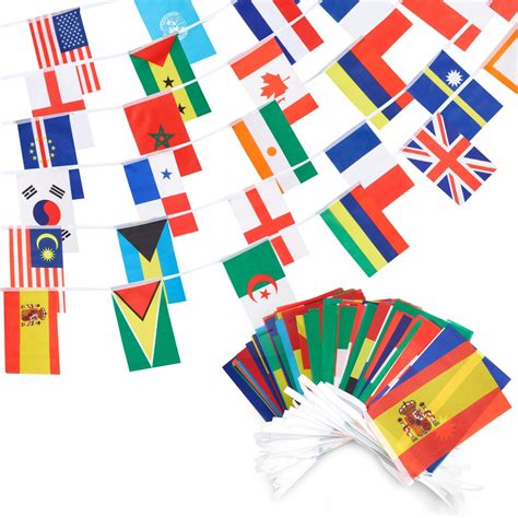 Small International Flags Of The World Banner With 100 Different Assorted Countries Hanging