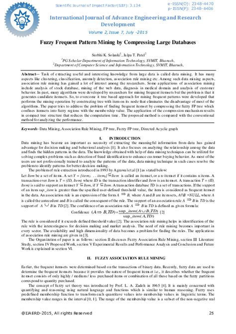 Pdf Fuzzy Frequent Pattern Mining By Compressing Large Databases