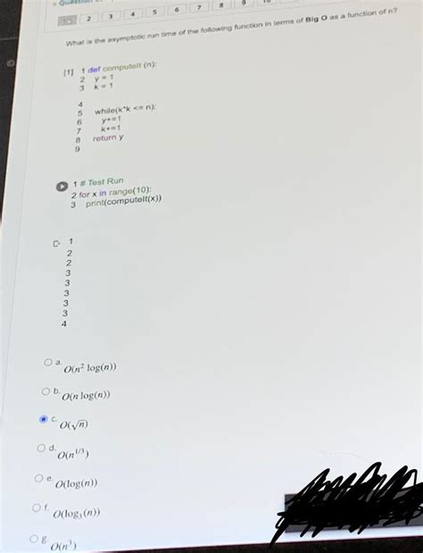 solved questo 7 4 5 2 3 what is the asymptotic run time of