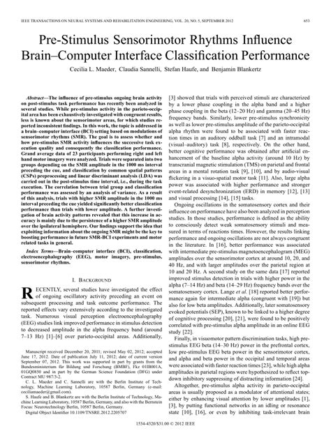 Pdf Pre Stimulus Sensorimotor Rhythms Influence Brain Computer