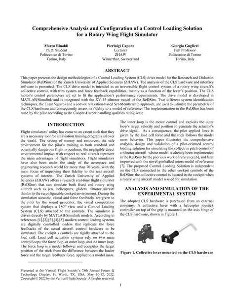 Comprehensive Analysis And Configuration Of A Control Loading System