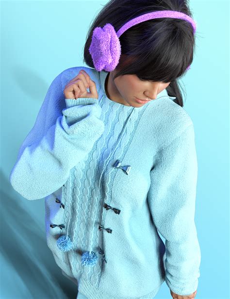 X Fashion Cute Fuzzy Outfit For Genesis 9 Daz 3d