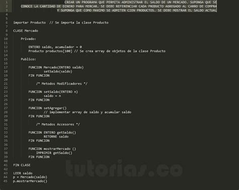 POO Pseudocodigo Clase Mercado Tutorias Co