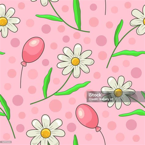 Цветки Ромашки С Белыми Лепестками И Желтой Сердцевиной Стеблями И Лепестками И Розовыми