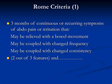 Ibs Rome Criteria