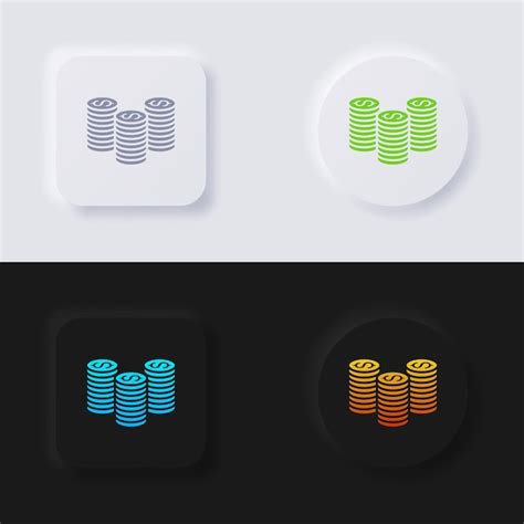 Premium Vector | Money coins icon set, multicolor neumorphism button soft ui design for web design.