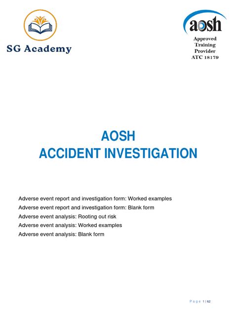 Aosh Adverse Event Report And Investigation Form Pdf Occupational