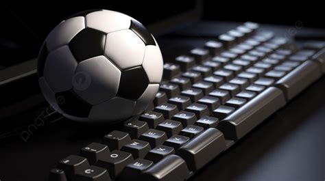 컴퓨터 키보드 위에 3d로 렌더링된 축구공 스포츠 베팅 정보 시스템 디지털 커뮤니케이션 배경 일러스트 및 사진 무료