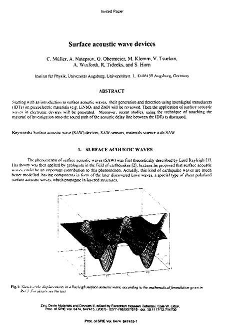 Pdf Surface Acoustic Wave Devices