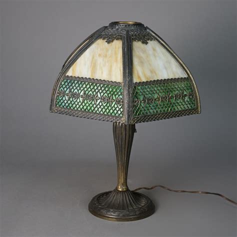 Antique Arts And Crafts Two Tone Slag Glass Lamp C1910 For Sale At 1stdibs