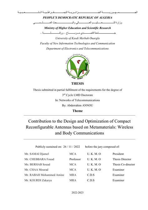 Pdf Contribution To The Design And Optimization Of Compactreconfigurable Antennas Based On