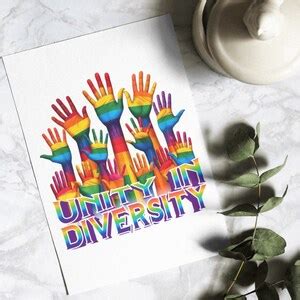 Unity In Diversity Inspirational Art Digital Download LGBTQ Colors With Hands Design High