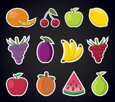 Conjunto De Pegatinas De Frutas Manzana Uva Melocotón Limón Pera