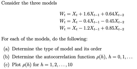 Solved Consider The Three Models Chegg Com