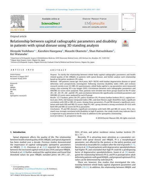 Pdf Relationship Between Sagittal Radiographic Parameters And
