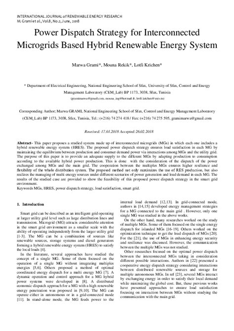 Pdf Power Dispatch Strategy For Interconnected Microgrids