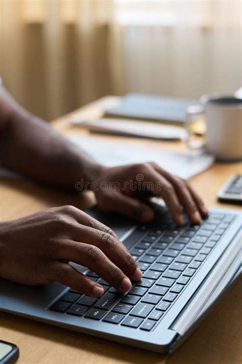 Hands Of Unrecognizable Man Typing On Laptop At Work Stock Image Image Of Internet Specialist