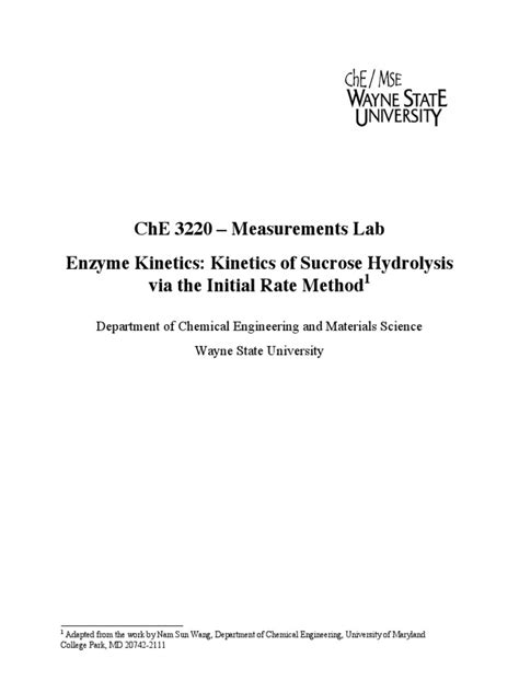 Enzyme Kinetics Lab Manual 02 16 09 Hm Pdf Enzyme Kinetics Sucrose