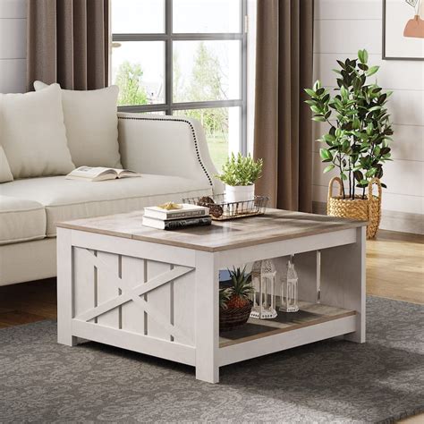 Modern Rustic Square Wood Coffee Table With Storage On Sale Overstock 37249785