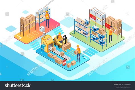 Isometric Illustration Warehouse Activity Worker Checking Stock Vector