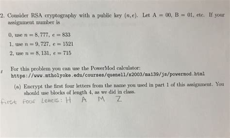 Solved Consider RSA Cryptography With A Public Key N Chegg