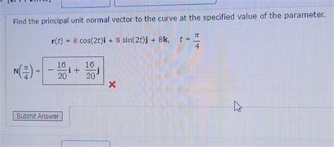 Solved Find The Principal Unit Normal Vector To The Curve At Chegg Com