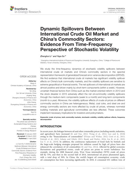 Pdf Dynamic Spillovers Between International Crude Oil Market And Chinas Commodity Sectors