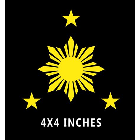 3 Star In Sun Philippine Flag Design Die Cut Vynil Sticker For Cars