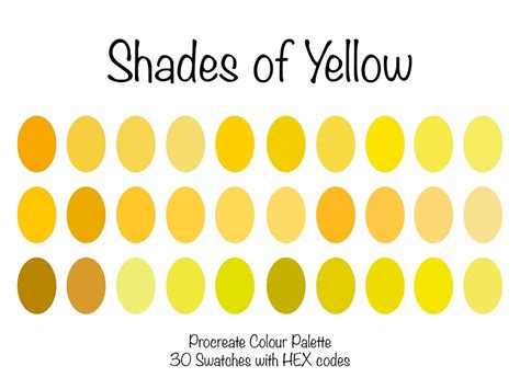 Shades Of Yellow Procreate Colour Palette Instant Download Etsy
