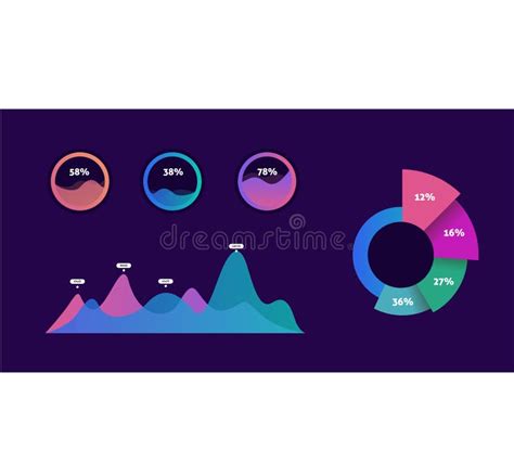 Infographic Dashboard Template With Flat Design Graphs And Pie Charts