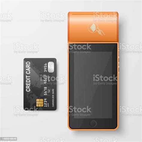 벡터 3d 오렌지 Nfc 지불 기계 및 신용 카드 격리 와이파이 무선 결제 Pos 단말기 은행 결제 비접촉식 단말기의 기계 설계