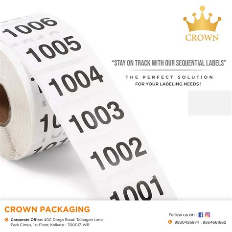 Crown Packaging Our Sequential Labels Range From 1 To