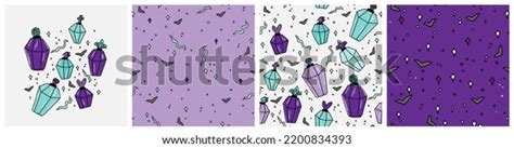 Girly Gothic Halloween Background Clipart Set Stock Vector Royalty