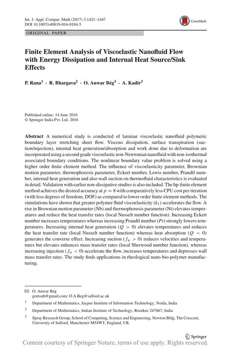 Finite Element Analysis Of Viscoelastic Nanofluid Flow With Energy