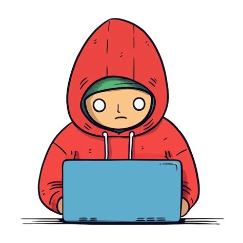 premium vector hacker a man in a hoodie with laptop stealing user