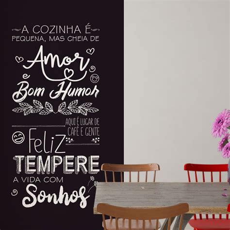 Adesivo Parede Frase A Cozinha é Pequena Mais Cheia de Amor Arte Destaque Papéis de Parede