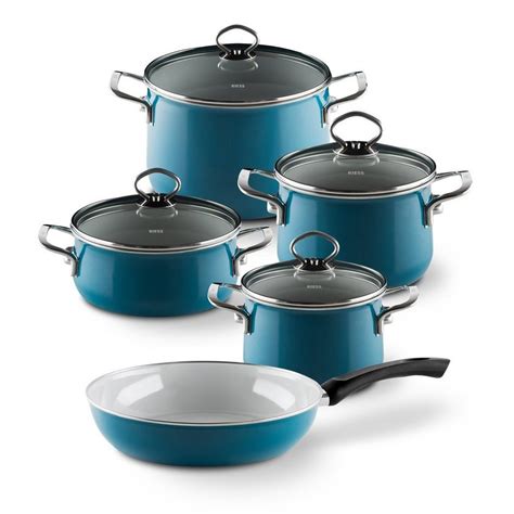 Riess Topf Set Topf Set 5 Teilig Emailset Aquamarin Emaille 5 Tlg