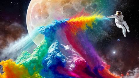 Dopamine Girl Abstract Color Splash Art Painting Displaying An