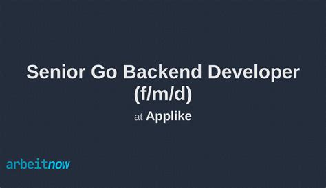senior go backend developer f m d job at applike