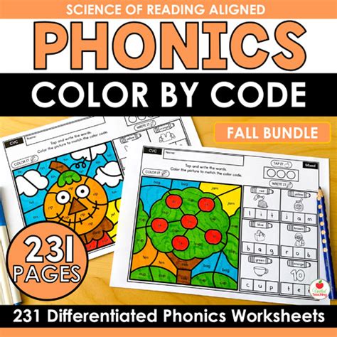 Science Of Reading Aligned Phonics Color By Code Fall Worksheets