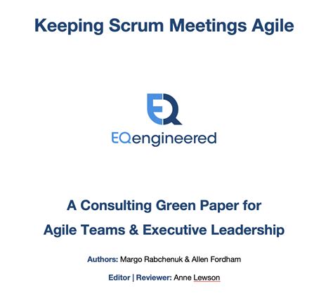 Keeping Scrum Meetings Agile By Margo Rabchenuk And Allen Fordham — Eqengineered