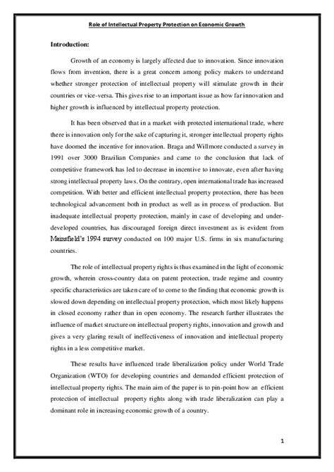 Pdf Role Of Intellectual Property Protection On Economic Growth