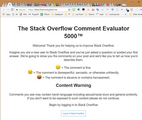 Please Host The Stack Overflow Comment Evaluator 5000™ Under Stack
