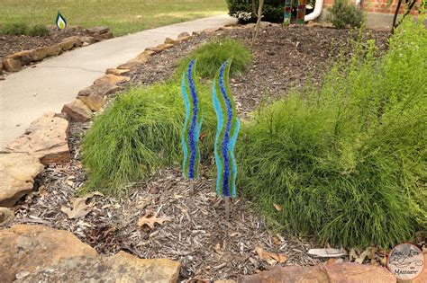 Fused Glass Garden Art Reed Yard Art Spring Blue Green 19 Inch Glass Art By Margot