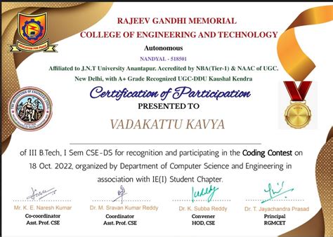 Kavya Vadakattu On Linkedin Codingcontest Rgmcet Cse