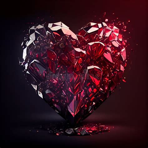 Broken Heart Made Of Ruby Isolated On Black Background Stock Illustration Illustration Of