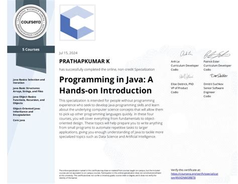 Prathapkumar K On Linkedin Java Coursera Learning Programming